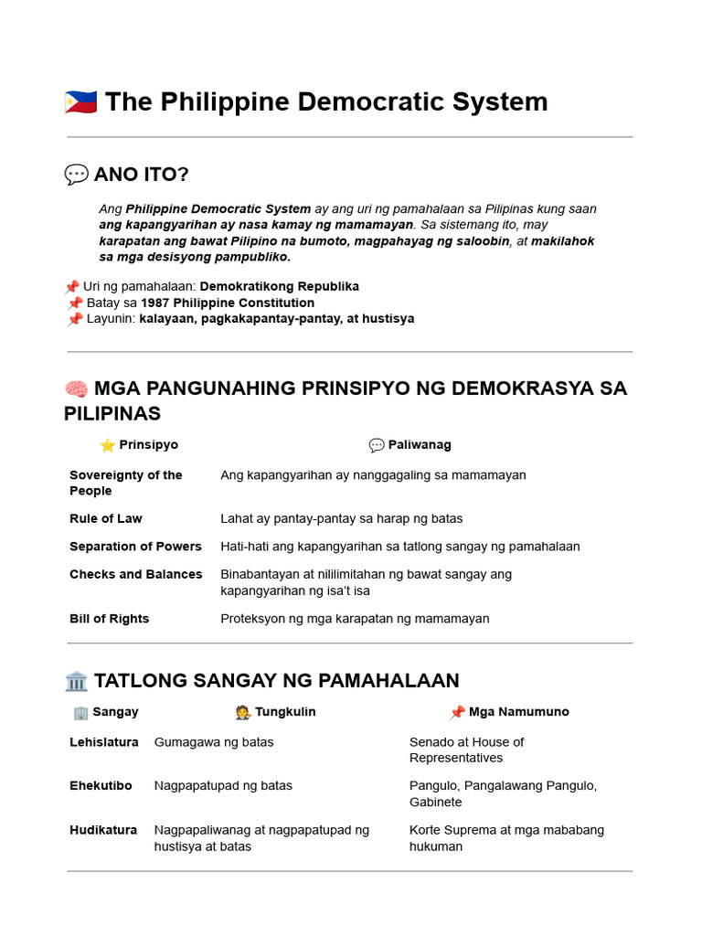 ?? The Philippine Democratic System | PDF