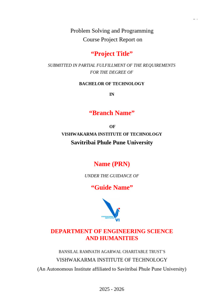 PSP Course Project Report-25-26-Sem1-1 | PDF