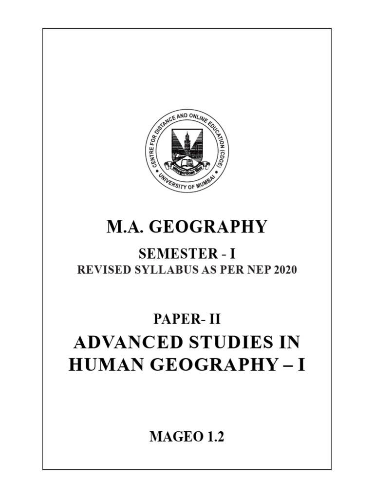 Advanced Human Geography Syllabus | PDF | Geography | Age Of Discovery