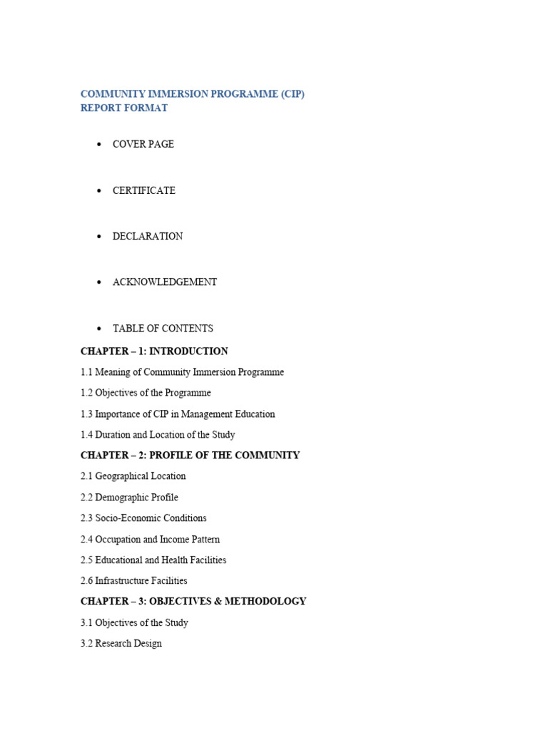 Community Immersion Programme Report | PDF