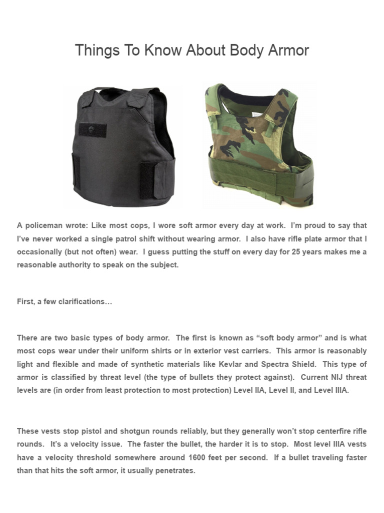 Things To Know About Body Armor | PDF | Equipment