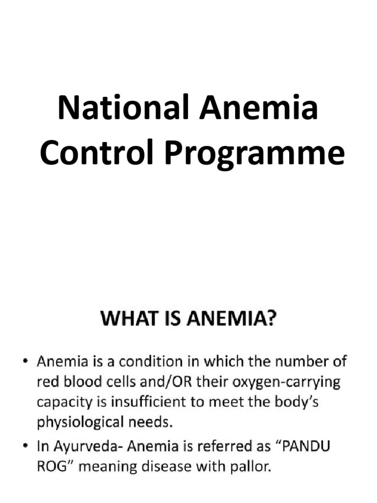 National Anemia Control Program Overview | PDF