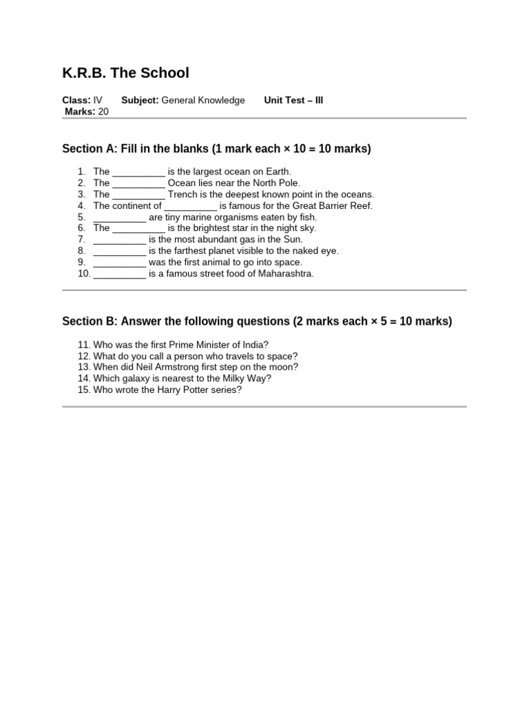 Class 3rd Ut 3 | PDF