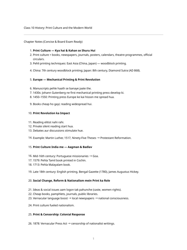 Print Culture Notes | PDF