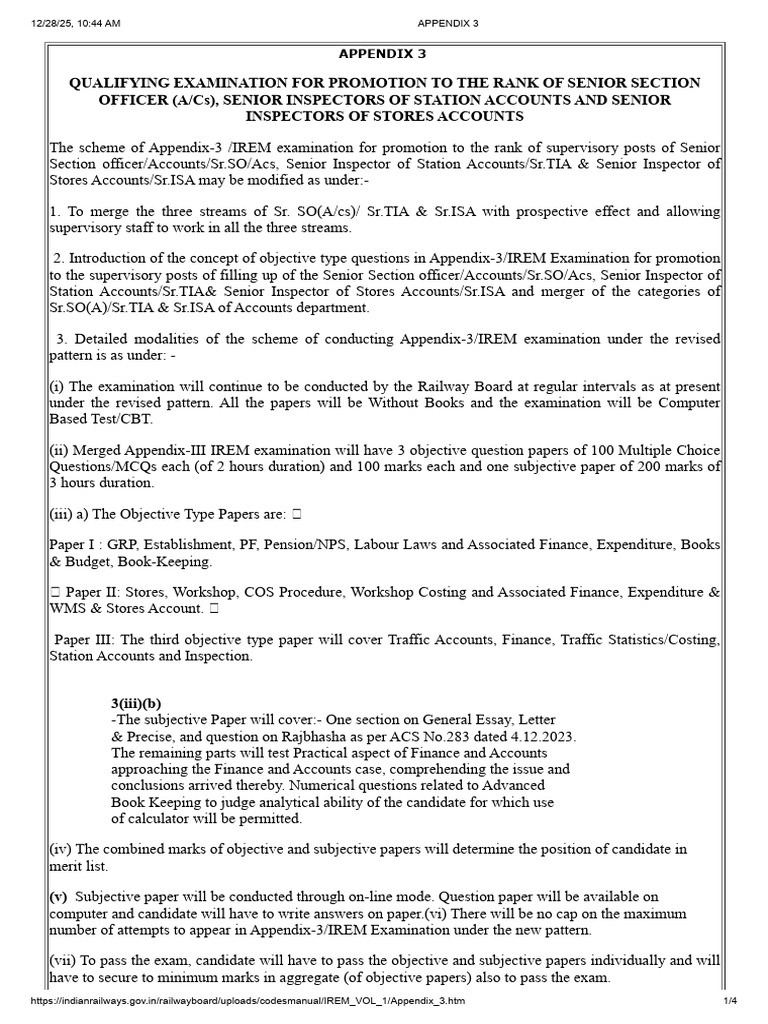Senior Officer Promotion Exam Guidelines | PDF