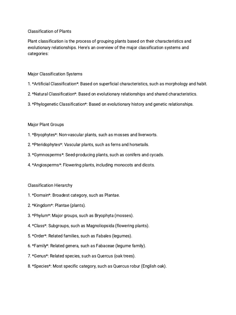 Classification of Plants | PDF