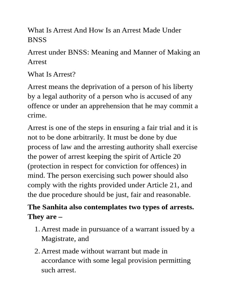 Understanding Arrest Procedures Under BNSS | PDF | Arrest | Arrest Warrant