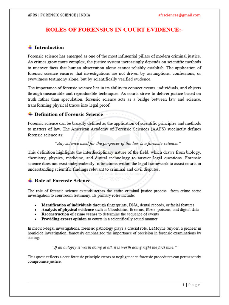 Forensic Science's Role in Court Evidence | PDF | Forensic Science ...