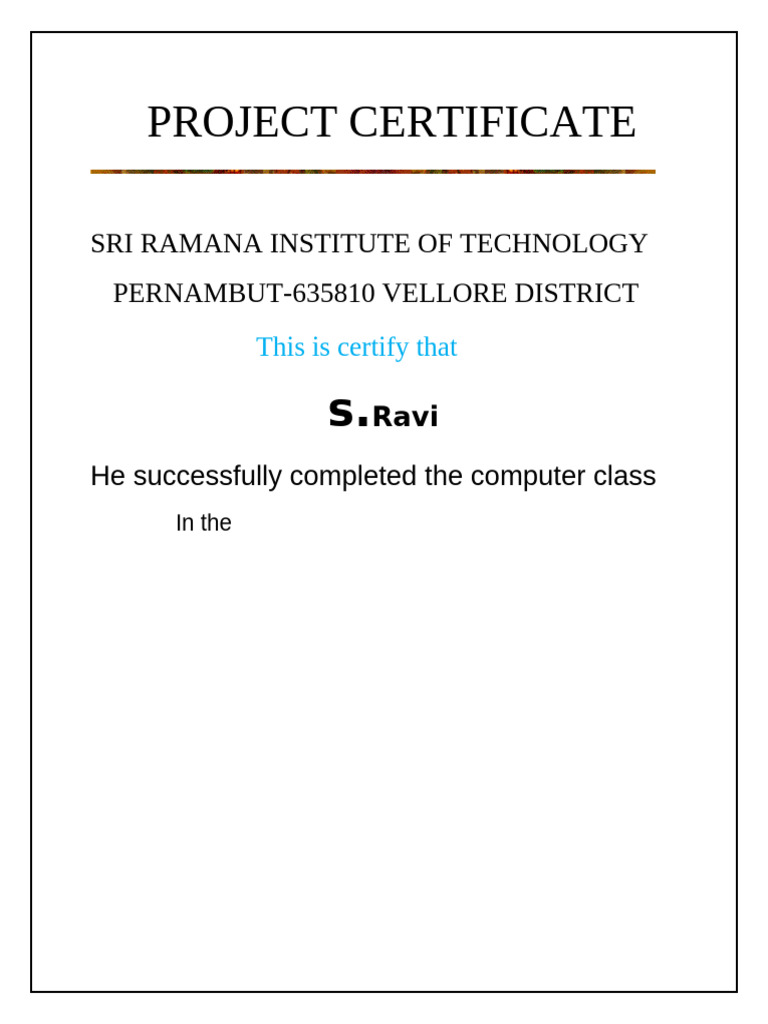 Project Certificate | PDF