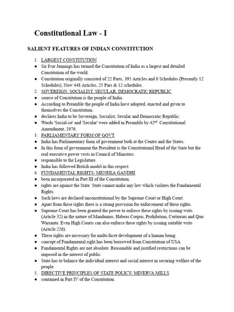 Salient Features Consti Rule of Law | PDF | Constitution | Citizenship