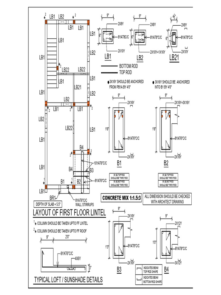 FF Lintel Beam Details-1 | PDF | Structural Engineering | Architectural ...