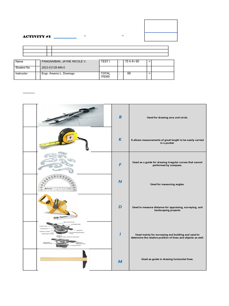 CAD Test Activity Key - Polytechnic University | PDF | Technical ...