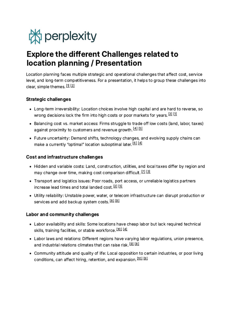 Challenges in Location Planning Strategy | PDF | Logistics | Regulatory ...