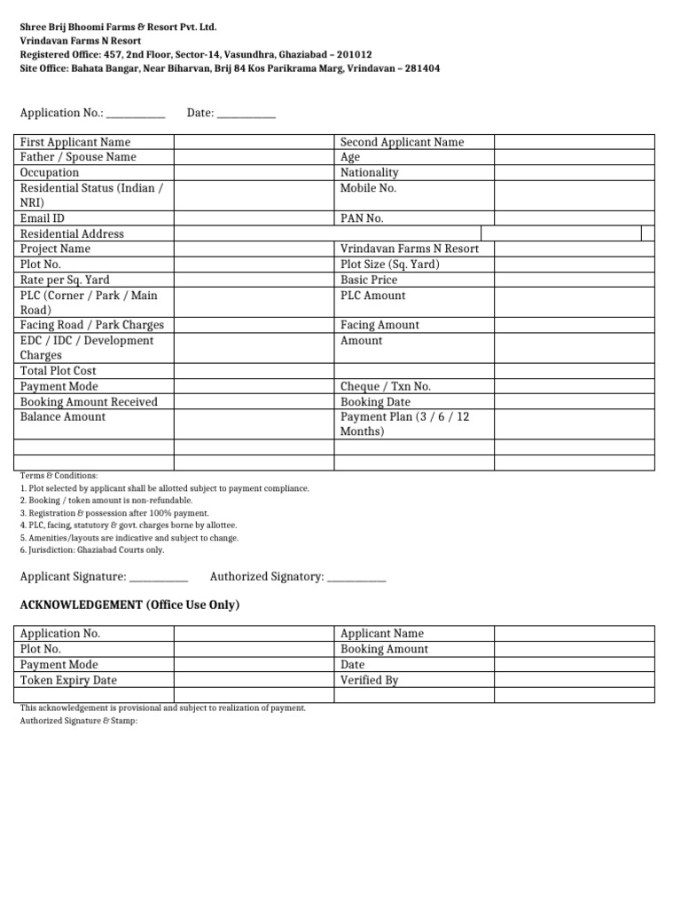 EXACT KRS Style Allotment Form Vrindavan Farms REUPLOAD | PDF
