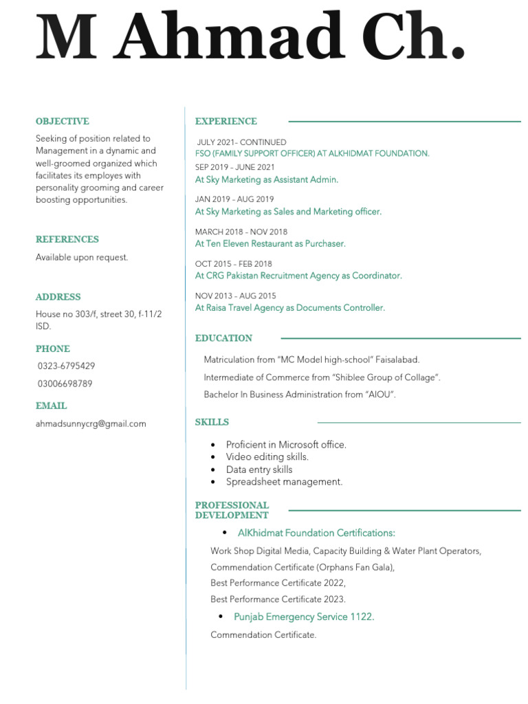 M Ahmad CH CV B | PDF