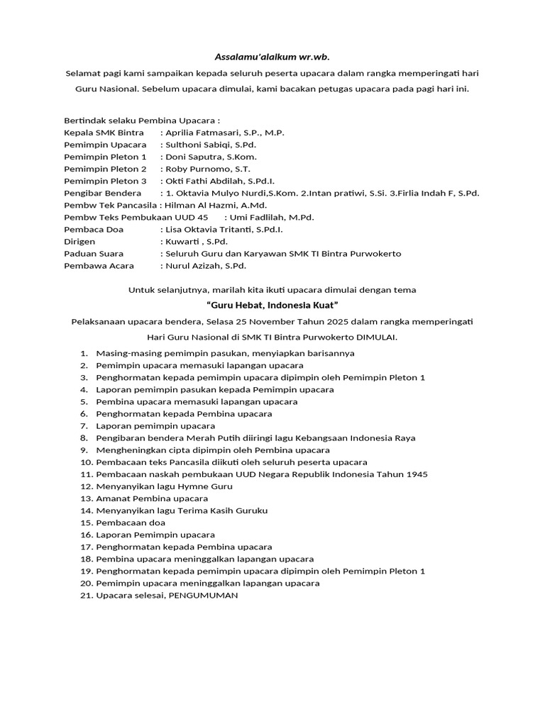 Teks Protokol Upacara | PDF