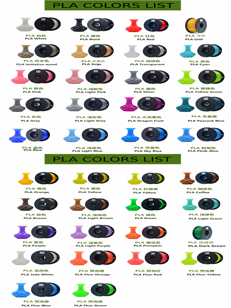 Creat3d PLA Colors List (2025-11-07 01 - 06 - 42) | PDF