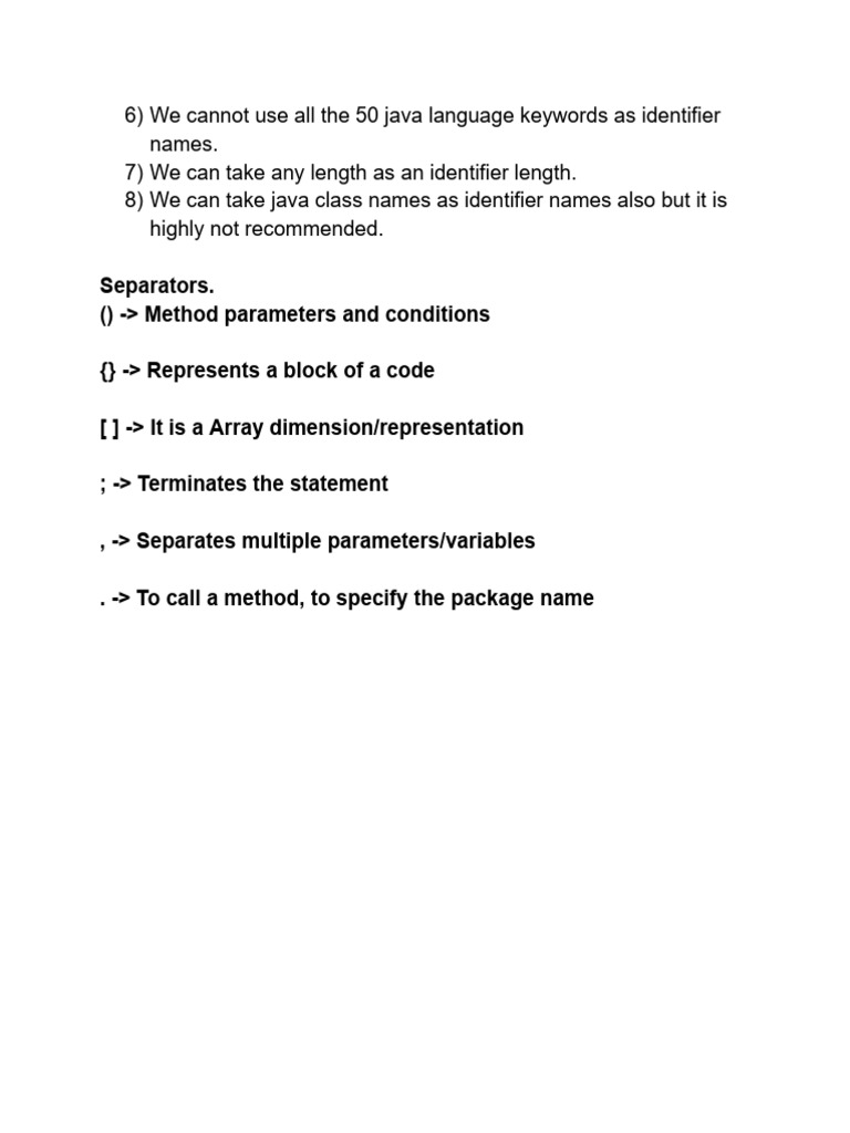 Java Identifiers and Method Basics | PDF | Parameter (Computer ...