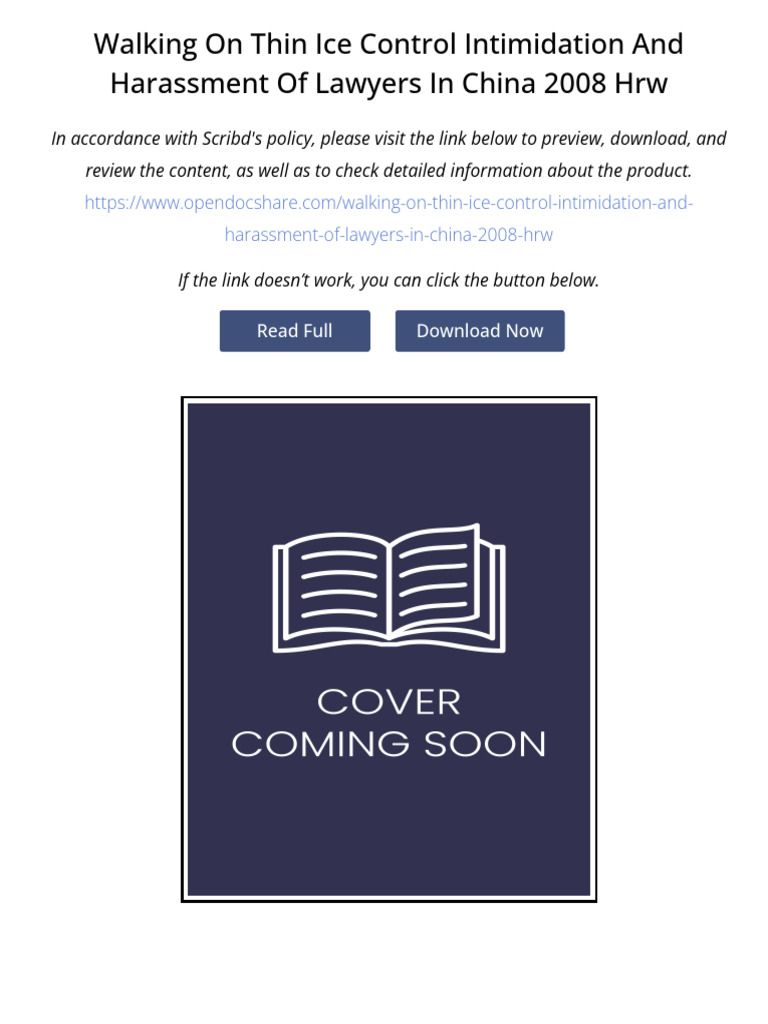 Walking On Thin Ice Control Intimidation And Harassment Of Lawyers In ...