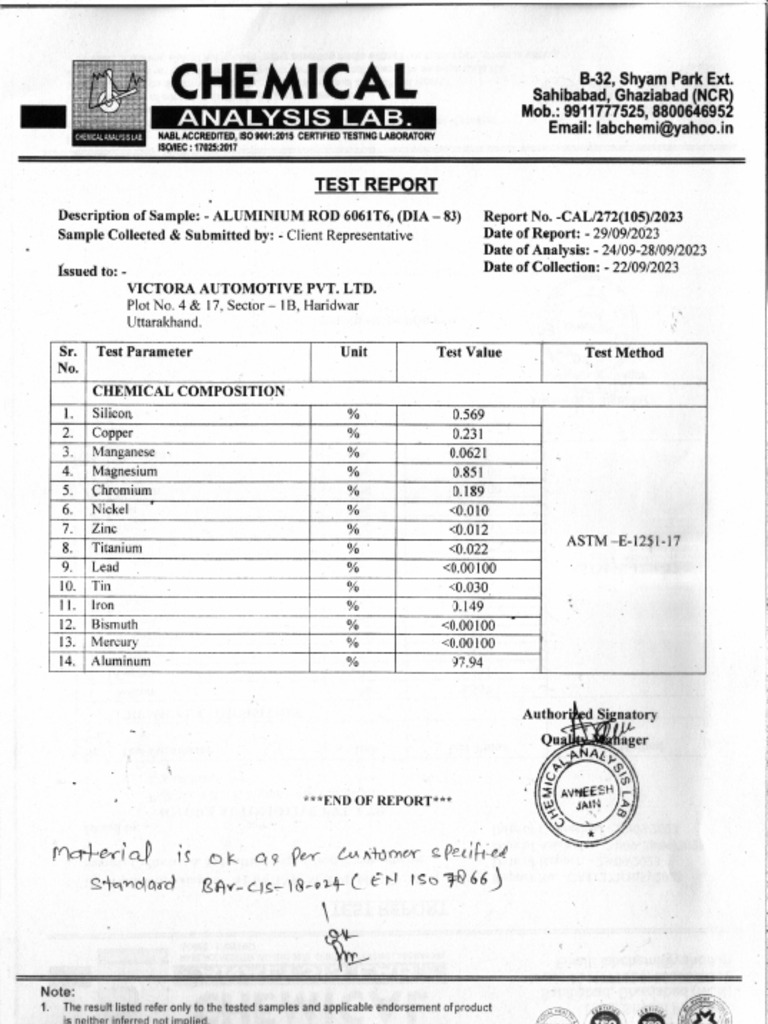 Material Test Reports 4091272 | PDF