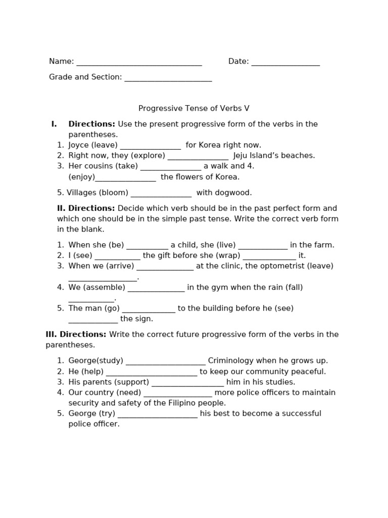 Verb Tenses Practice Worksheet | PDF