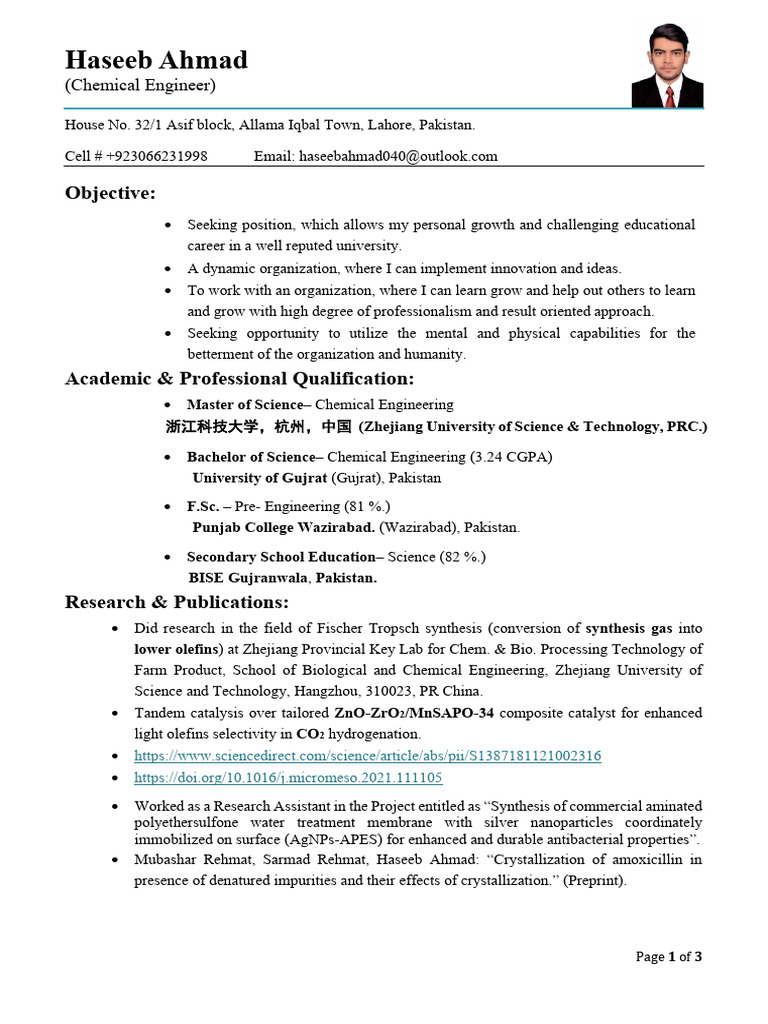 [Haseeb Ahmad] | PDF | Catalysis | Chemistry