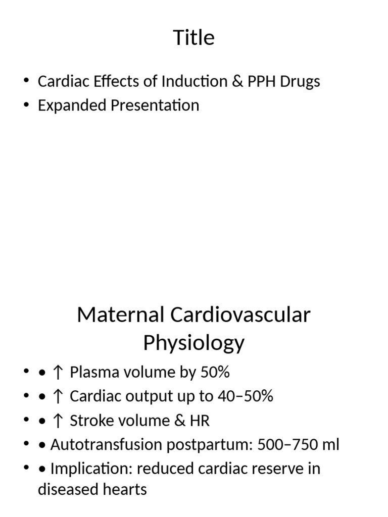 Cardiac Considerations in Induction & PPH | PDF | Heart ...