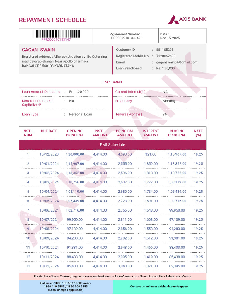 PPR000910133147-Repayment Schedule (1) | PDF | Personal Finance ...