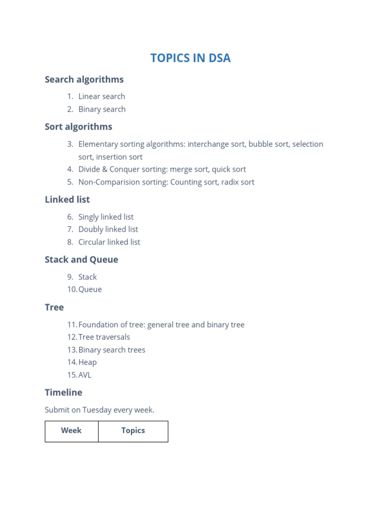 Data Structures and Algorithms Topics | PDF