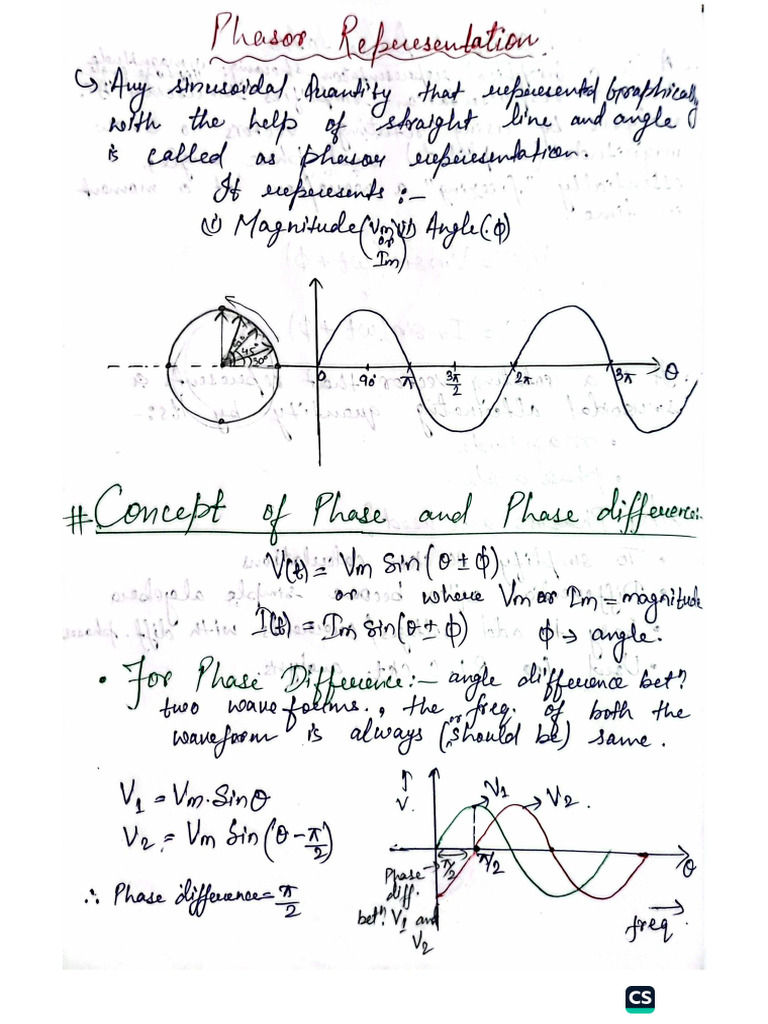 Phasor Representation and Phasor Diagram | PDF