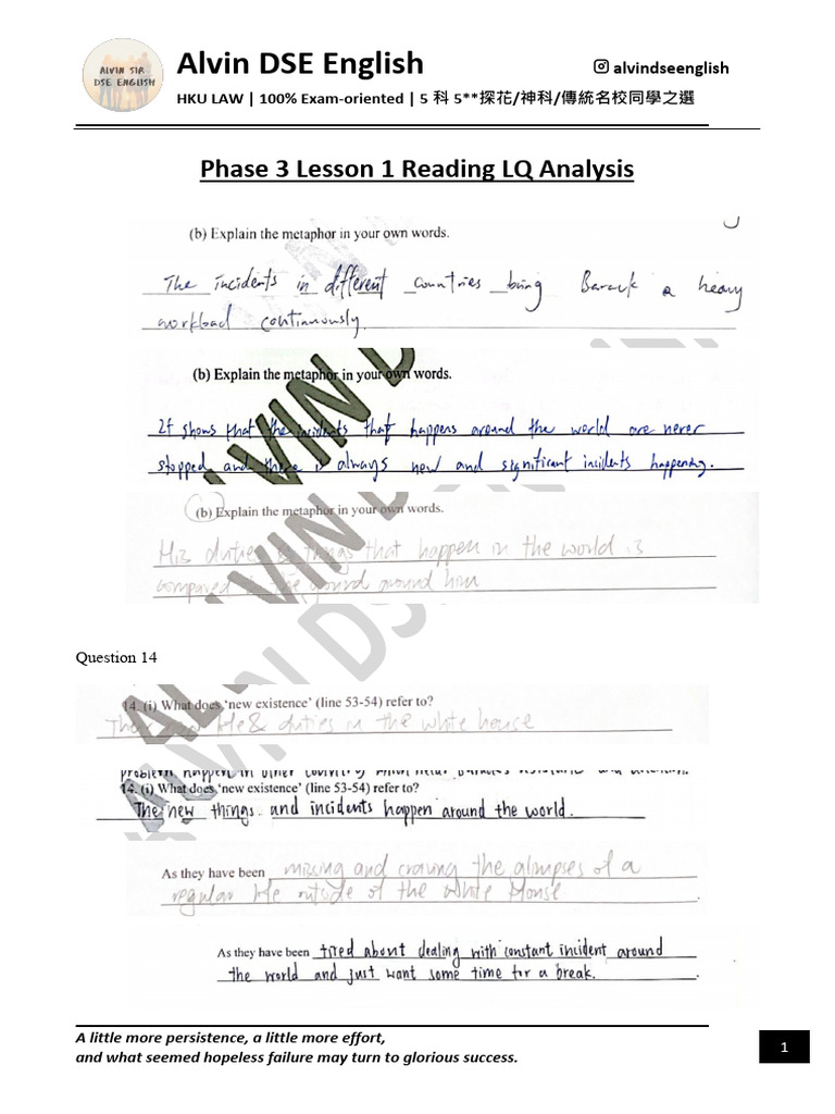 DSE English Reading LQ Analysis Guide | PDF