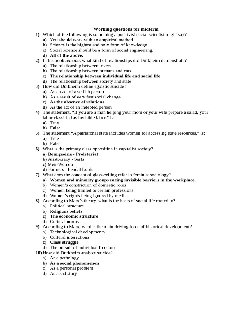 Midterm Questions on Social Science Concepts | PDF