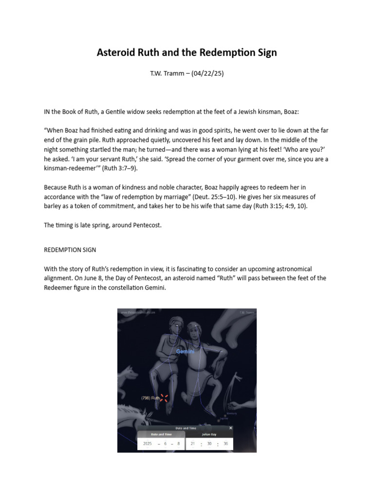 Asteroid Ruth and The Redemption Sign Rev A | PDF | Ruth (Biblical ...