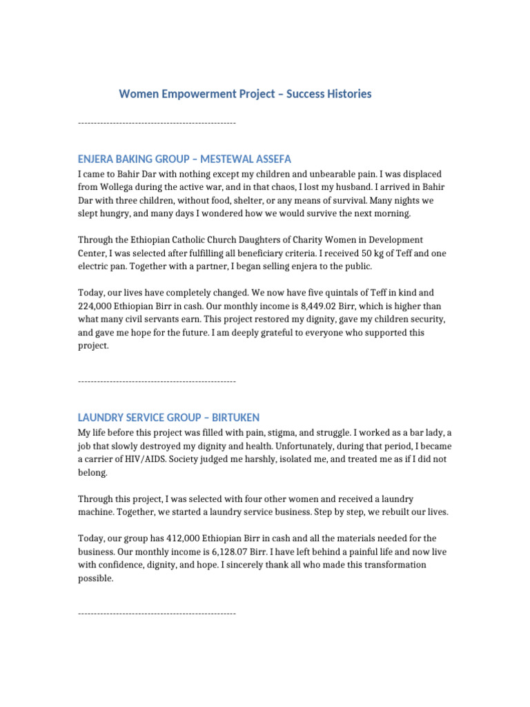 Women Empowerment Success Histories WIDC | PDF