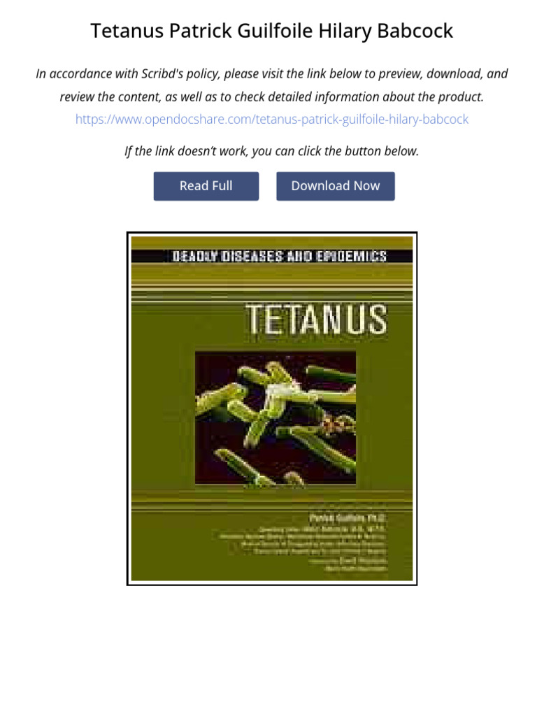 Tetanus Patrick Guilfoile Hilary Babcock | PDF | Medical Specialties ...