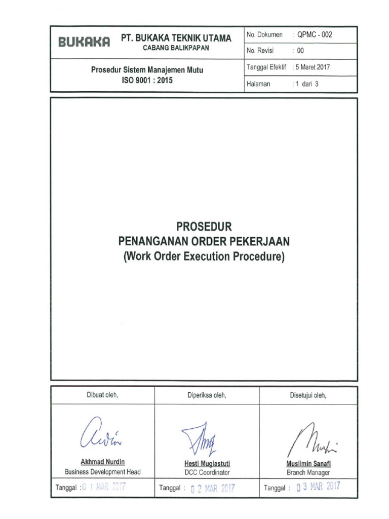 2.Work Order Execution Procedure-BKK | PDF