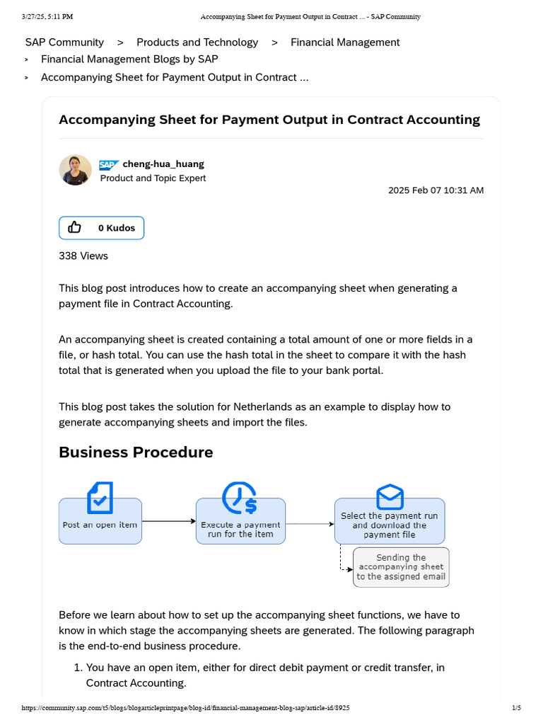 Accompanying Sheet For Payment Output in Contract ... - SAP Community ...