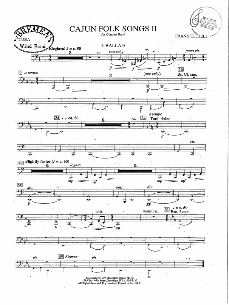 Tuba - Cajun Folk Songs | PDF