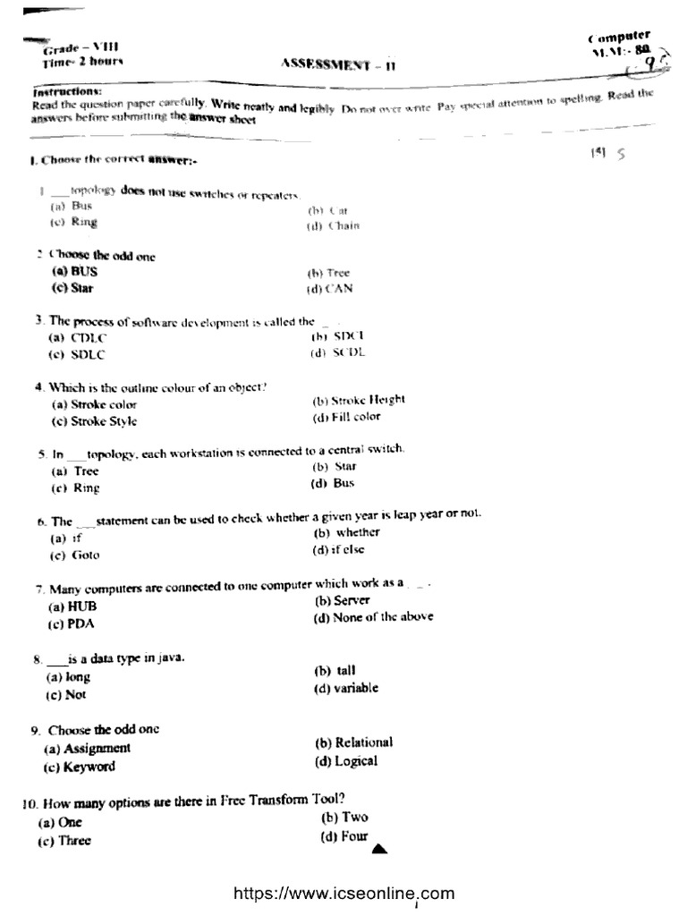 Icse Class 8 Assessmant 2 Computer 280425 2025 | PDF