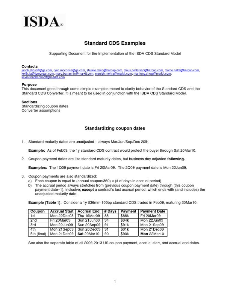 Standard CDS Examples | PDF | Finance & Money Management