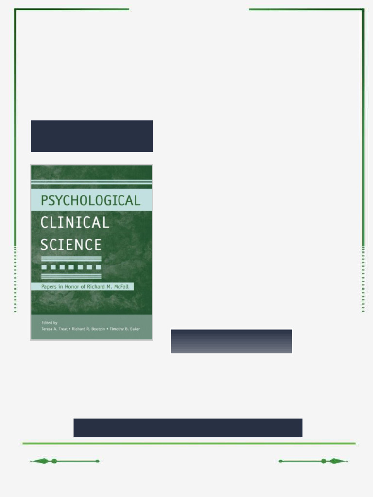 Psychological Clinical Science Papers in Honor of Richard McFall Modern ...