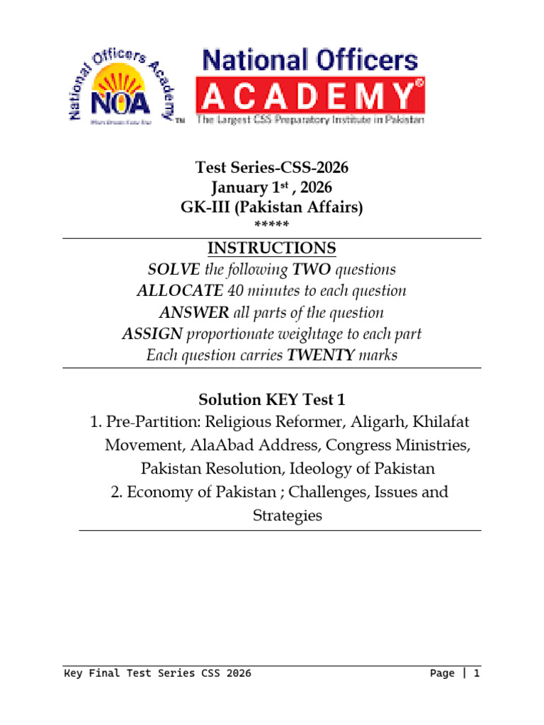CSS 2026 Test Series: Pakistan Affairs | PDF | Two Nation Theory | Pakistan