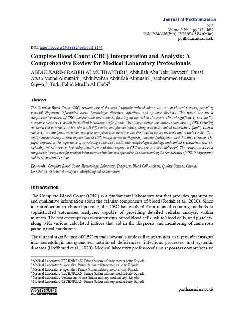 CBC Interpretation: A Comprehensive Guide | PDF | Anemia | White Blood Cell
