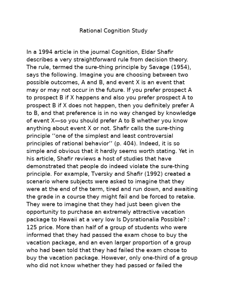 Cognition | PDF | Rationality | Decision Theory