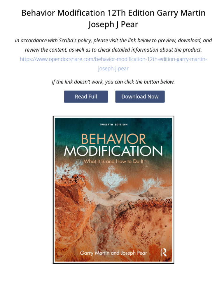 Behavior Modification 12th Edition Garry Martin Joseph J Pear | PDF | Behaviour Therapy ...