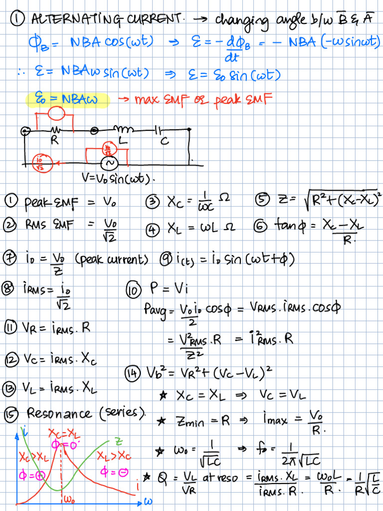 Alternating Current + Transformers + RLRC DC CKT | PDF