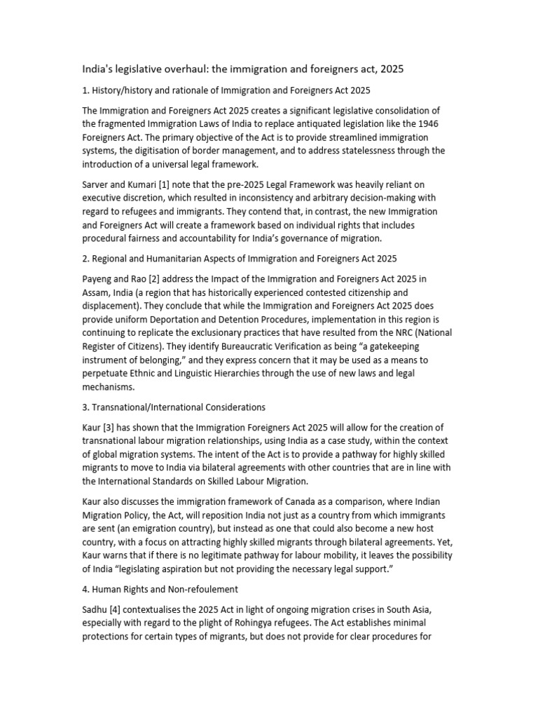 India Immigration and Foreigners Act 2025 | PDF | Human Migration ...