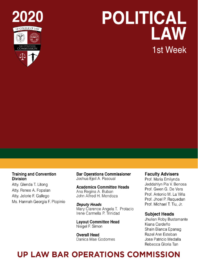 UP Political Law Reviewer 2020 | PDF | Ratification | Constitution