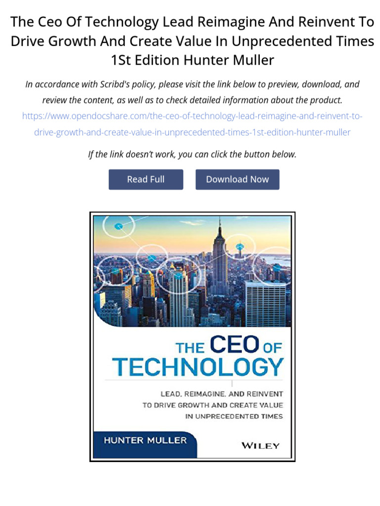 The CEO of Technology Lead Reimagine and Reinvent to Drive Growth and ...