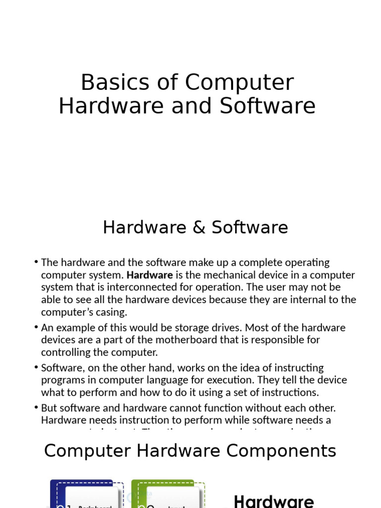 Basics of Computer Hardware and Software | PDF | Programming | Computer ...